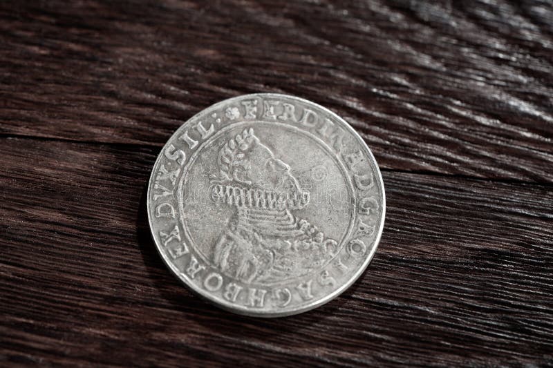 Vintage Silver Medieval Taller Coin Stock Image - Image of silver ...