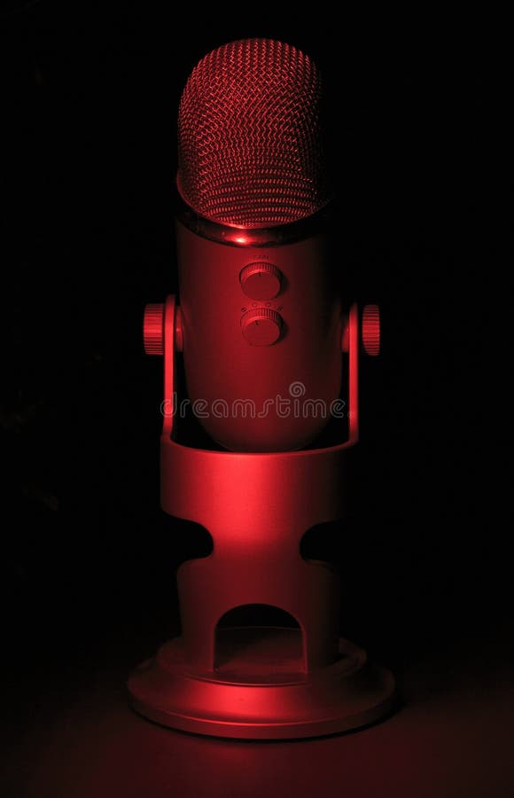 Vintage Silver MIc with Red Color Stock Photo - Image of interview ...