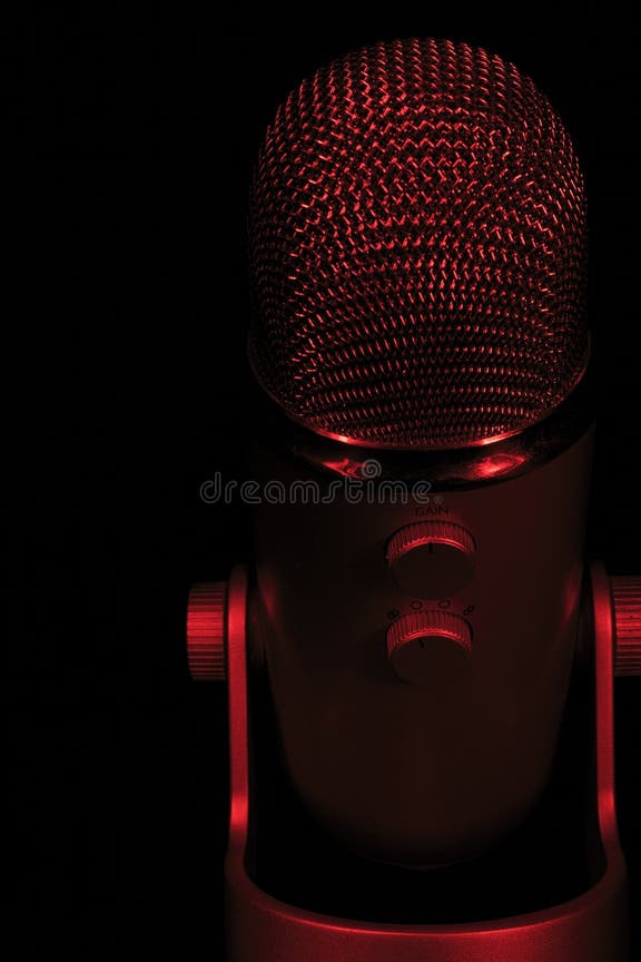 Vintage Silver MIc with Red Color Stock Photo - Image of design, light ...