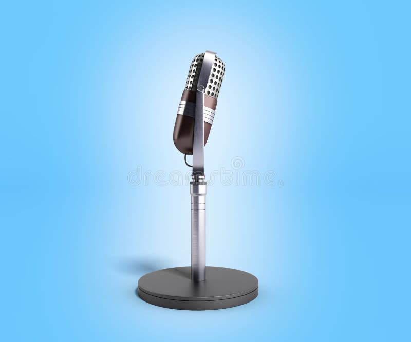 Vintage Silver Microphone Blue Gradient Background 3d Render Stock ...