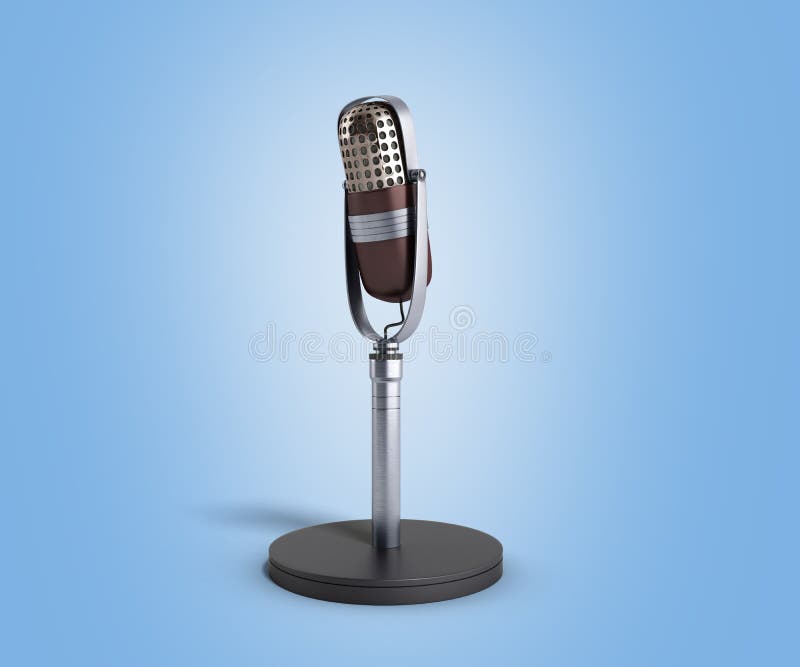 Vintage Silver Microphone on Blue Gradient Background 3d Render Stock ...