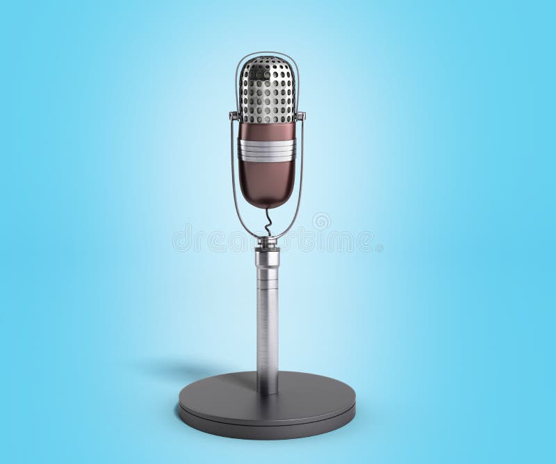 Vintage Silver Microphone Blue Gradient Background 3d Render Stock ...