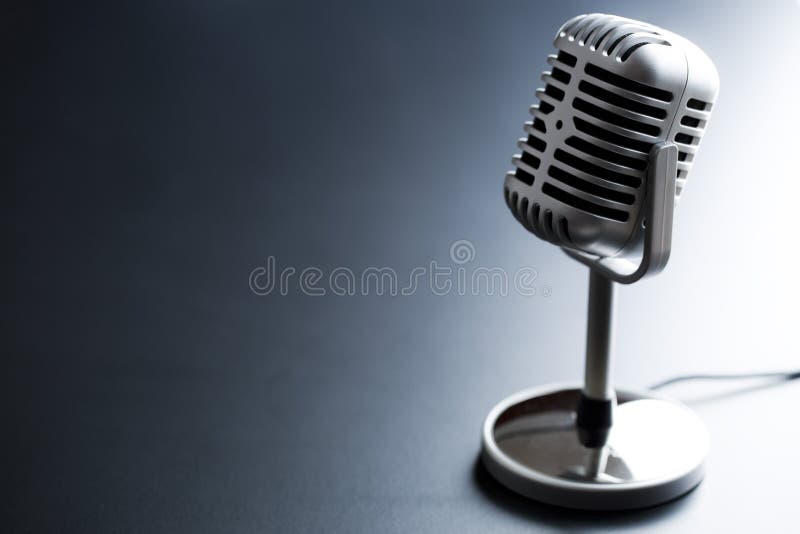 Vintage silver microphone stock image. Image of recording - 65860951