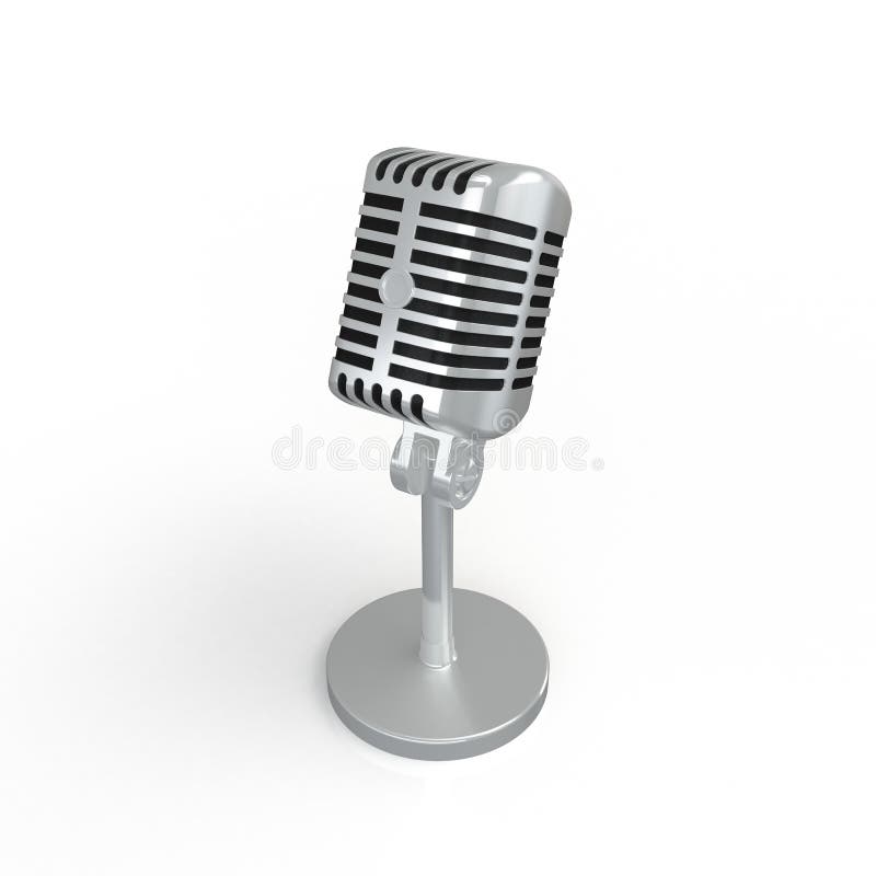 Vintage Silver Microphone Isolated on White Background Stock ...