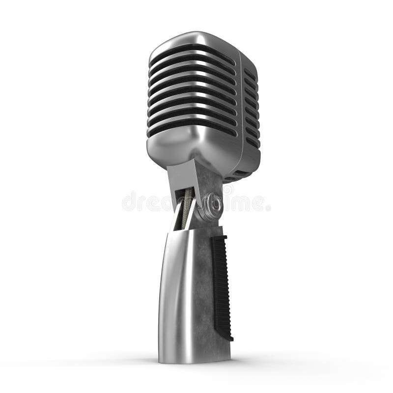Vintage Microphone Isolated on White. Side View. 3D Illustration Stock ...
