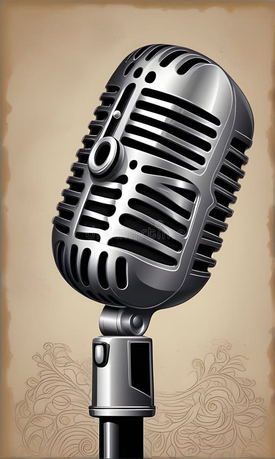 Vintage Silver Microphone on a Tan Background Stock Illustration ...