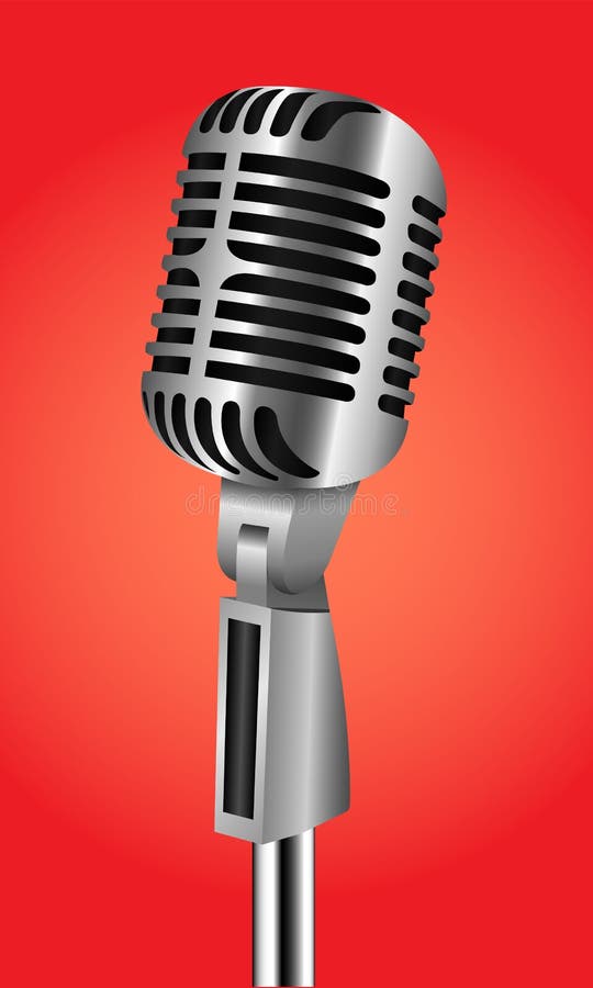 Vintage silver microphone stock vector. Illustration of media - 46655843