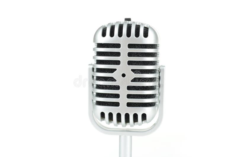 Vintage Silver Microphone on White Background Stock Photo - Image of ...
