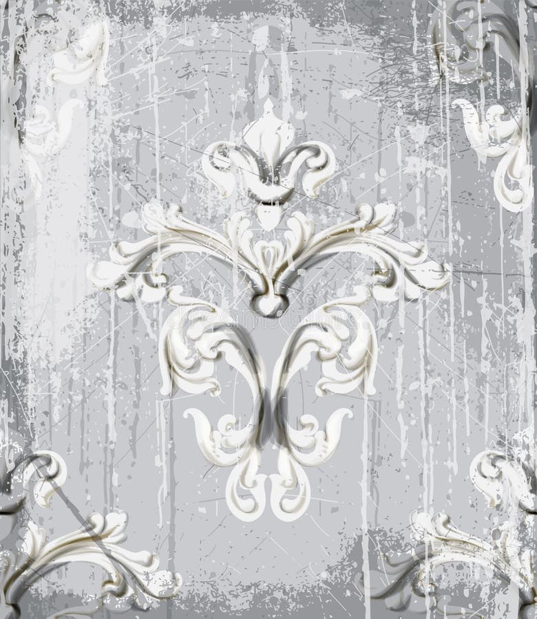 Vintage Silver Ornament Pattern Vector. Baroque Rococo Texture Luxury ...