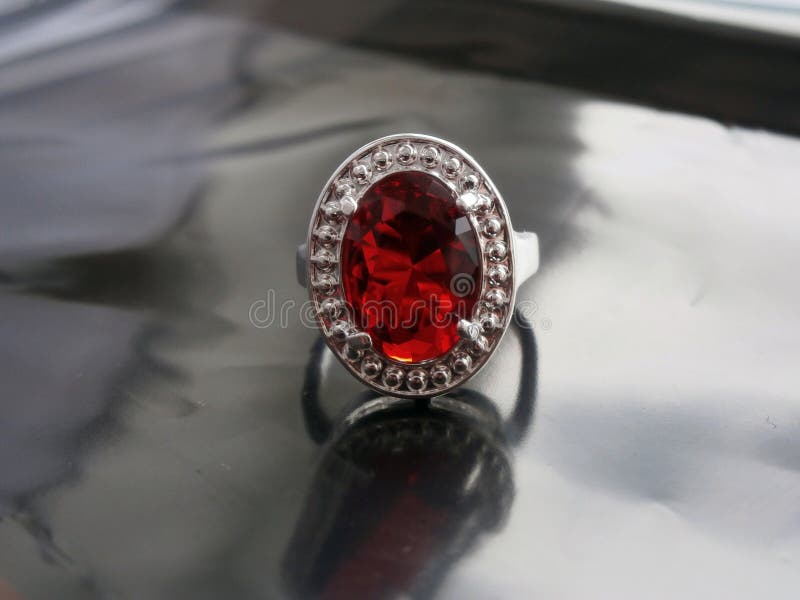 Vintage Silver Ring with a Big Ruby Stock Image - Image of beautiful ...