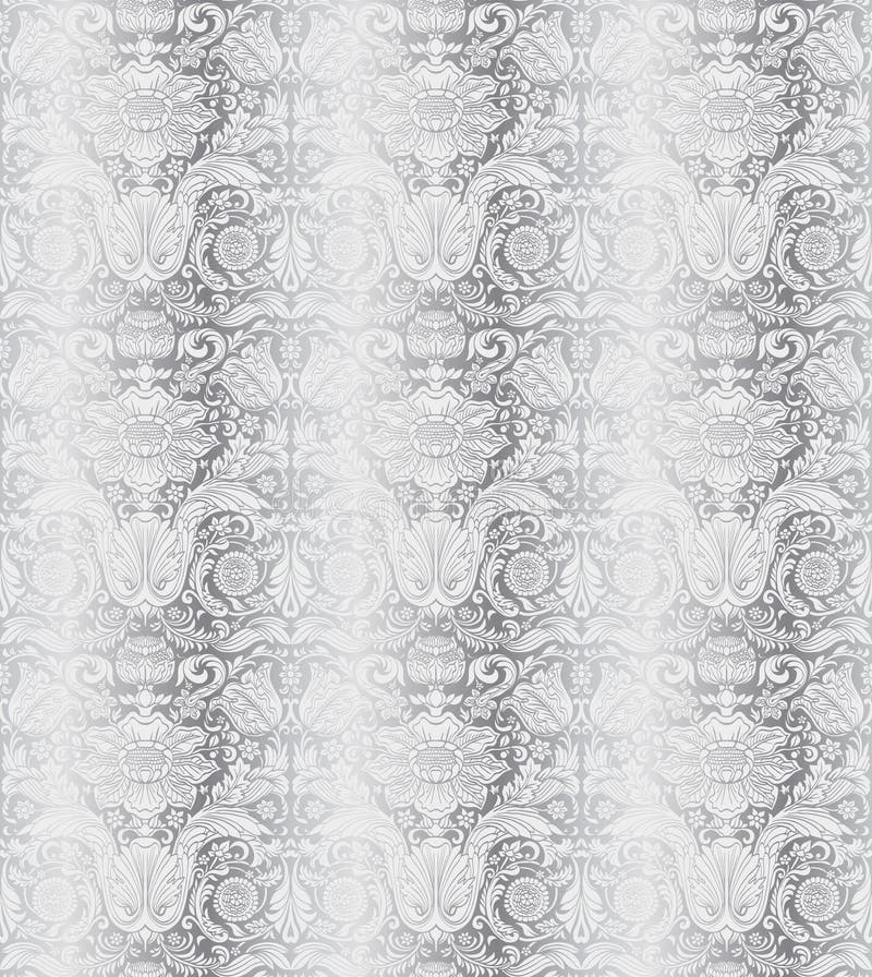 Silver Seamless Royal Floral Wallpaper Stock Vector - Illustration of ...