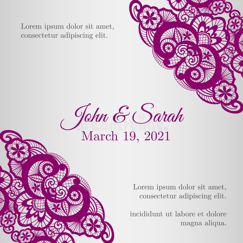 Vintage Silver Wedding Invitation Cover with Lace Stock Vector ...
