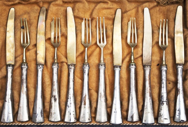 Vintage silverware set stock photo. Image of dining - 151752416