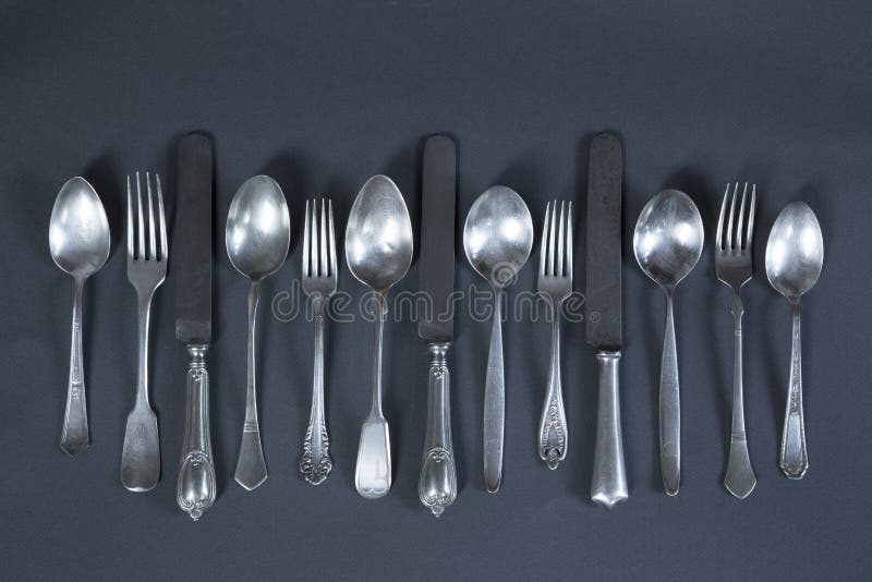 Vintage silverware stock photo. Image of elegant, oval - 146508388