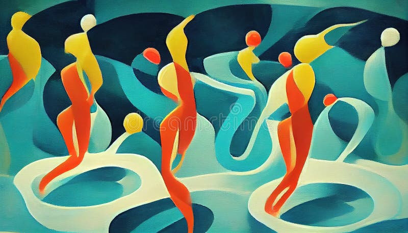 Vintage Simple Sync Swimming Poster Illustration, Ai Generated Image ...