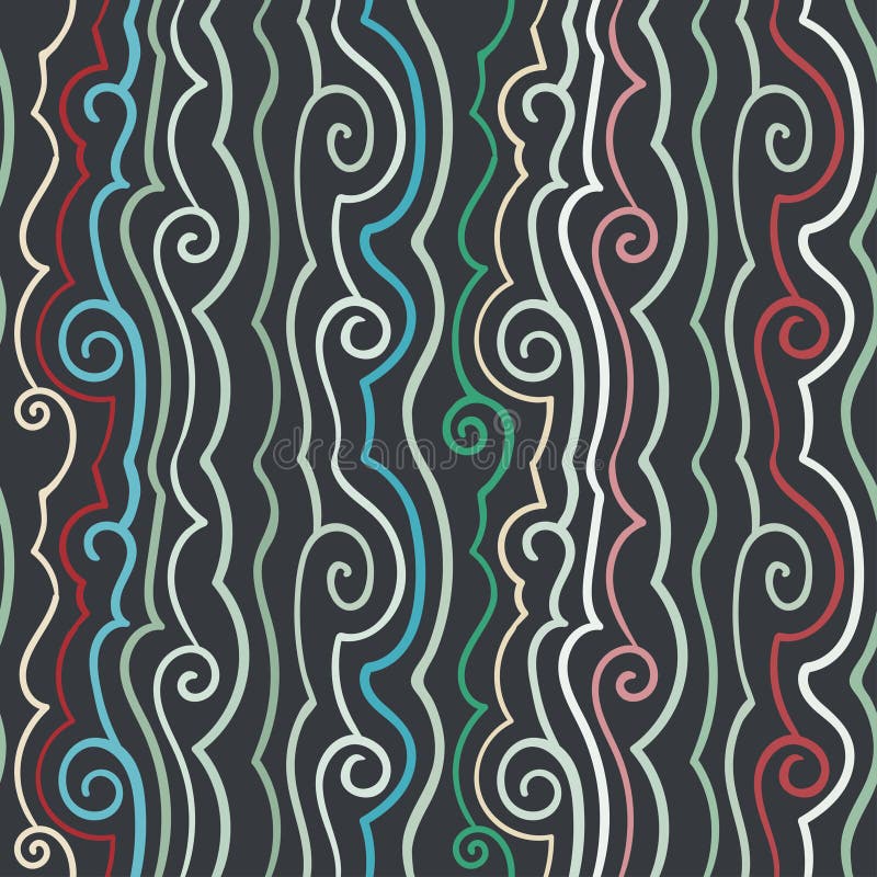Vintage Simple Vector Pattern of Vertical Waves, Lines Drawn, Teal ...