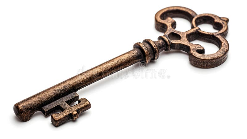 Vintage Skeleton Key Isolated on White Background Stock Illustration ...
