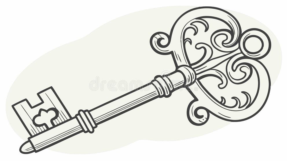 Vintage Skeleton Key Old Access Security Object Symbol, Vector Design ...