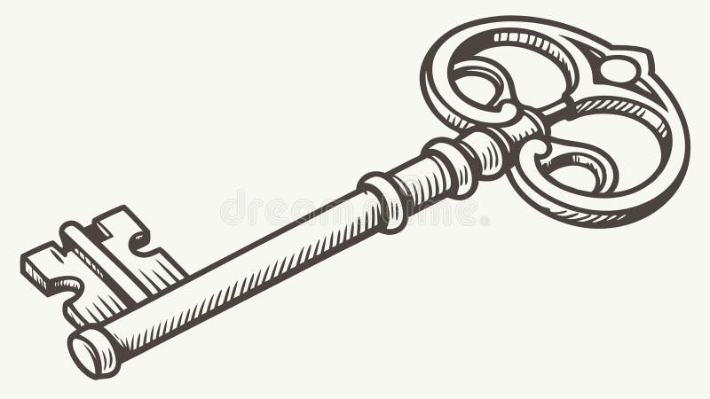 Vintage Skeleton Key Vector Illustration, Mystery, Access, and ...