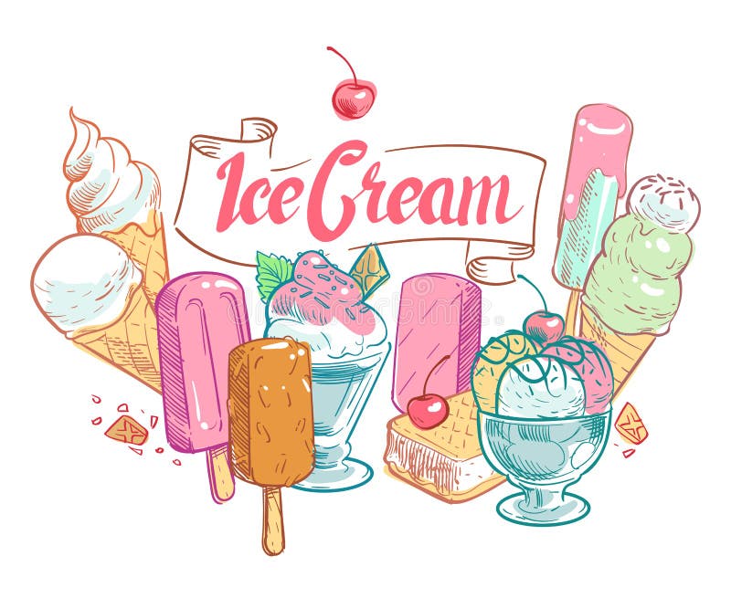 Vintage Ice Cream Cone Stock Illustrations – 9,092 Vintage Ice Cream ...
