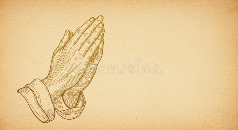 Vintage Sketch of Praying Hands on Textured Paper Background Stock Photo - Image of belief ...