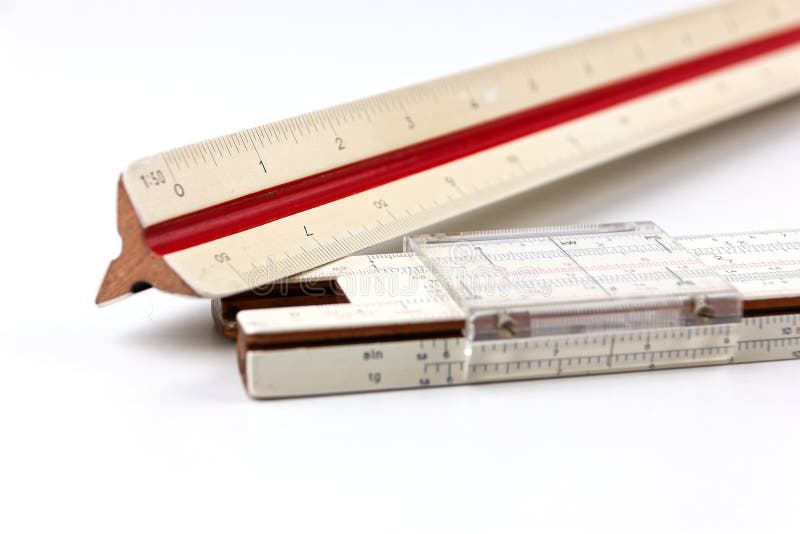 Vintage Slide Rule Calculating and Measuring Instrument. Stock Image ...