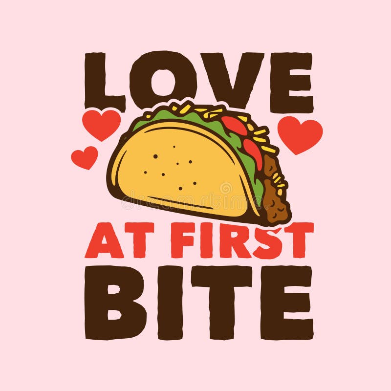 Vintage Slogan Typography Love at First Bite Stock Vector ...