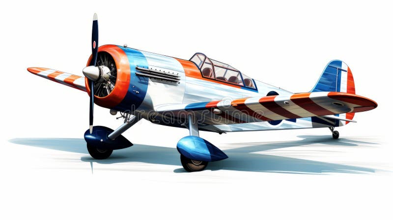 Vintage Small Plane on White Background: Speedpainting, Patriotic ...