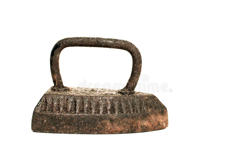 Vintage Small Rusty Iron Isolated on White Background. Stock Photo ...