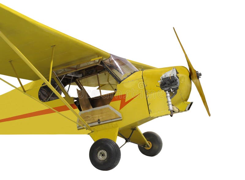 Vintage Small Single Engine Yellow Airplane Isolat Stock Photo - Image ...
