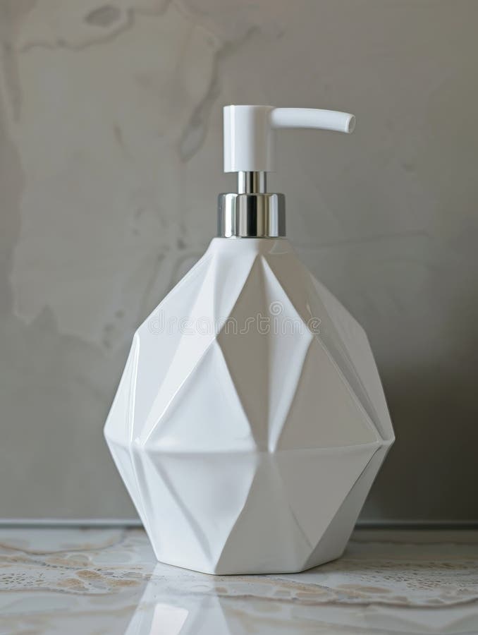 Vintage Soap Dispenser in White, in the Style of Multifaceted Geometry ...