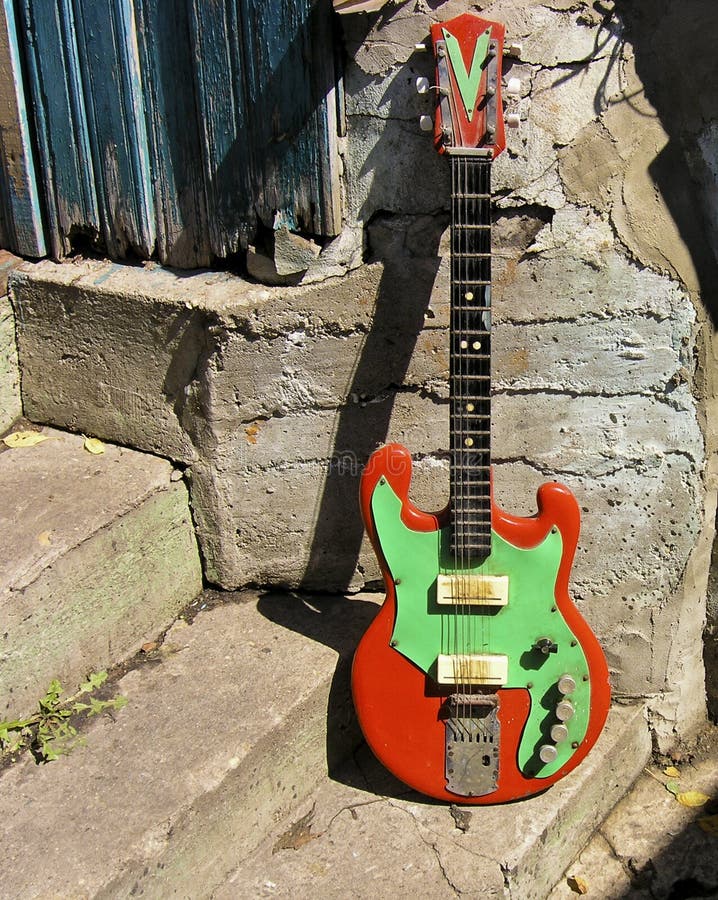 Vintage Soviet Guitar at the Wall Stock Image - Image of retrospective ...