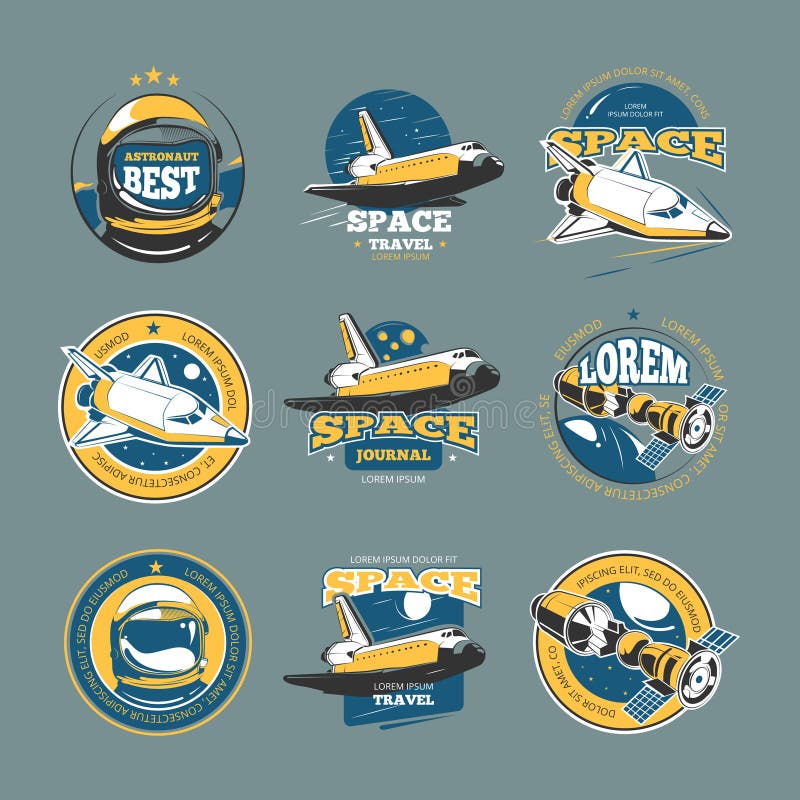 Vintage Astronaut Vector Labels, Badges Emblems Stock Vector ...