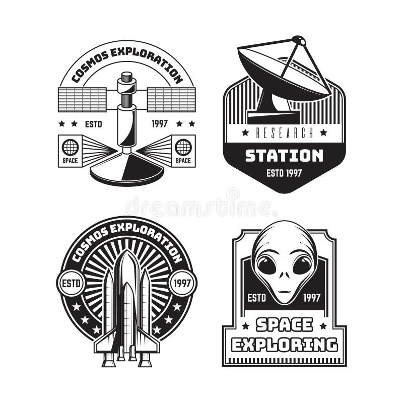 Vintage Space Emblem Collections Ii Stock Vector - Illustration of ...
