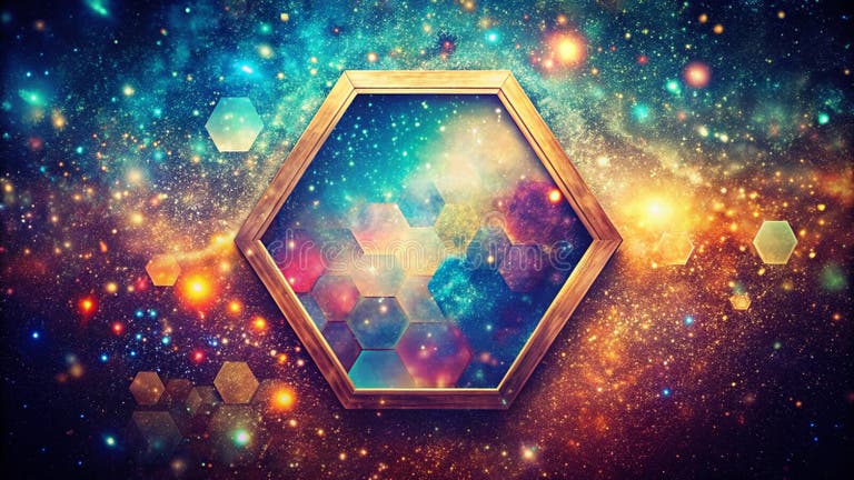 Vintage Space Galaxy Art Deco Pattern a Hexagonal Glitter Celestial ...