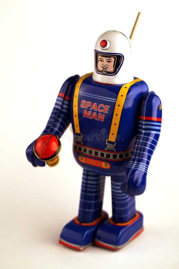 Vintage spaceman tin toy stock photo. Image of play, futuristic - 43330460