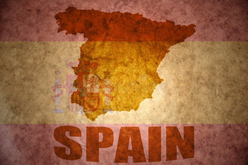 Vintage spain map stock photo. Image of country, ensign - 95580334