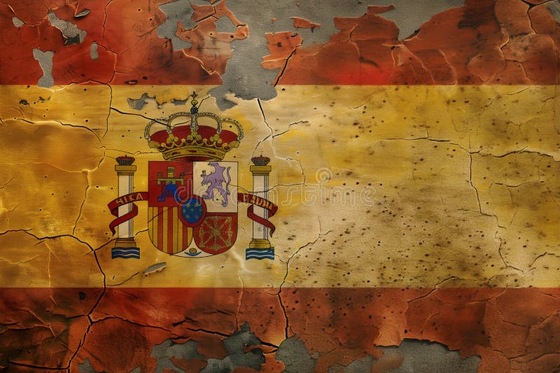 Old and Weathered Spain Flag Stock Image - Image of artistic, arms ...