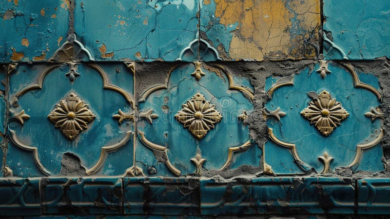 Vintage Spanish Tile Background with Ornate Patterns and Weathered ...