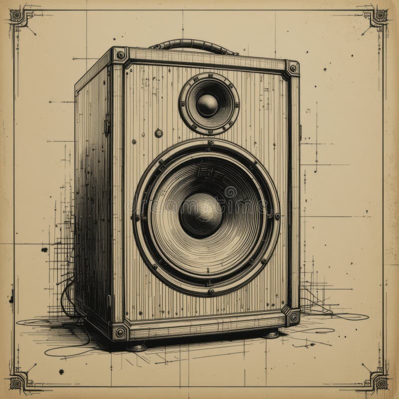 Vintage Speaker Hand Drawn. Stock Illustration - Illustration of media ...