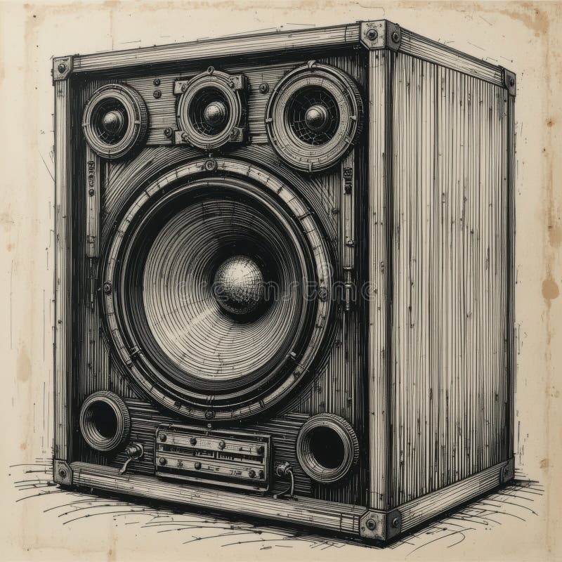 Vintage Speaker Hand Drawn. Stock Illustration - Illustration of retro ...