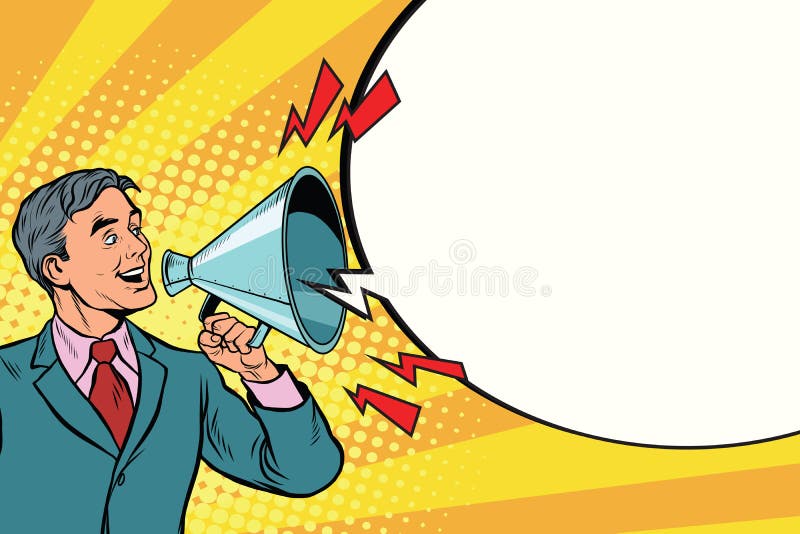 Vintage Speaker with a Megaphone Shouting Stock Vector - Illustration ...