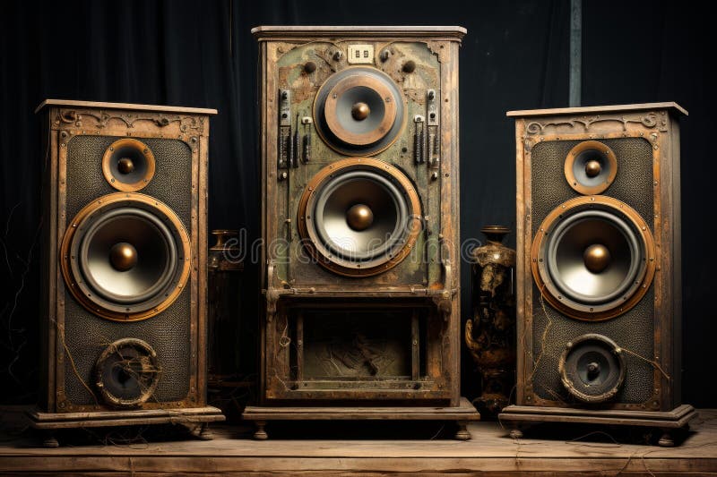 Vintage Speaker System with Rustic Charm Stock Photo - Image of ...