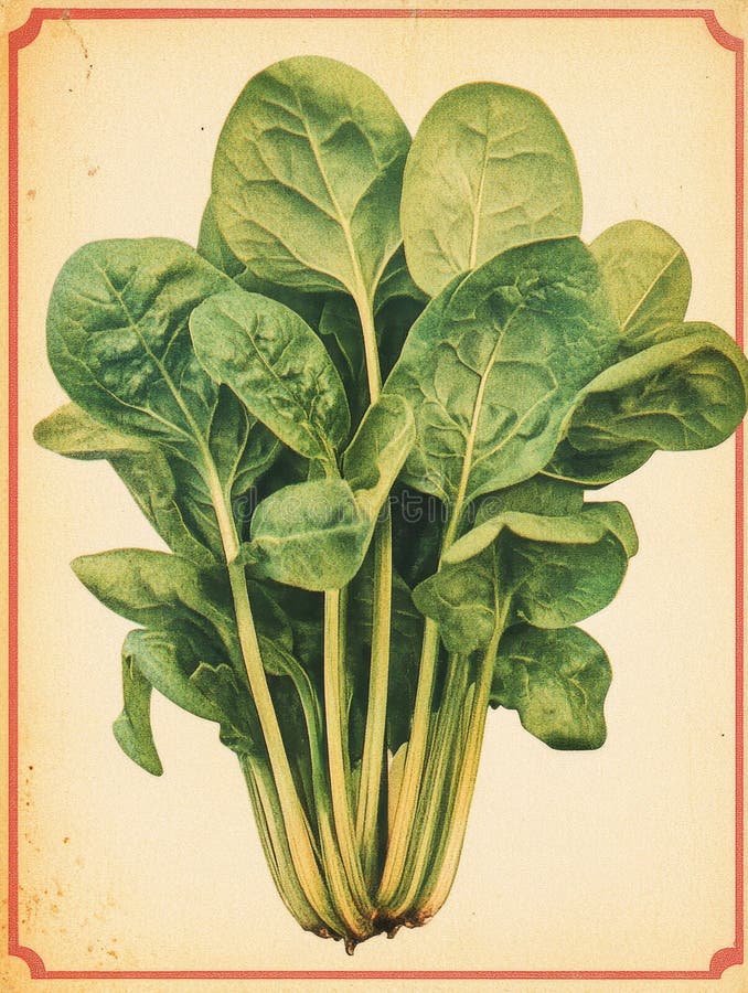 Vintage Spinach Garden Seed Design Stock Illustration - Illustration of ...