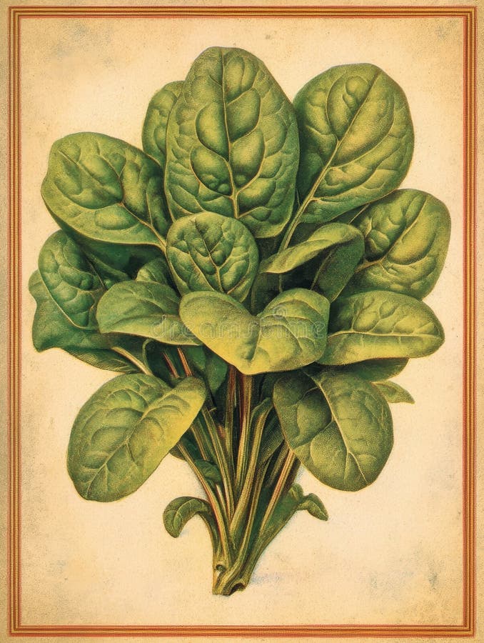 Vintage Spinach Garden Seed Design Stock Illustration - Illustration of ...
