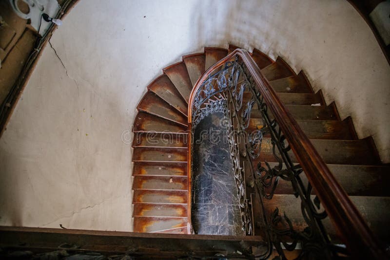 Vintage Spiral Staircase at the Old Mansion Stock Photo - Image of ...