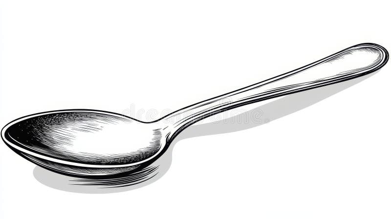 Vintage Spoon Illustration, Single Cutlery Outline, Vector Drawing ...