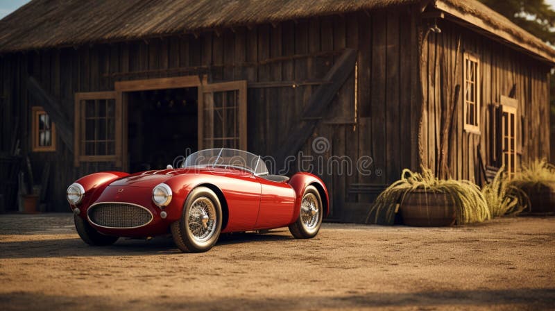 A Vintage Sports Car in Front Stock Illustration - Illustration of ...