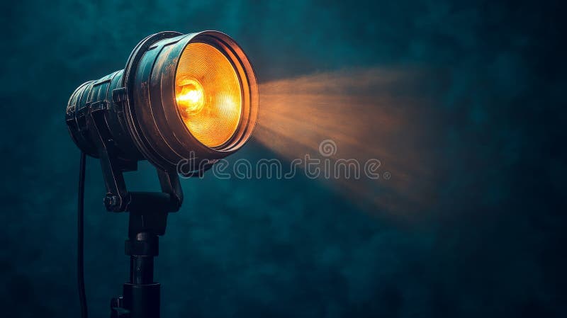 Vintage Spotlight Emitting Warm Light in Dark Setting Stock Photo ...