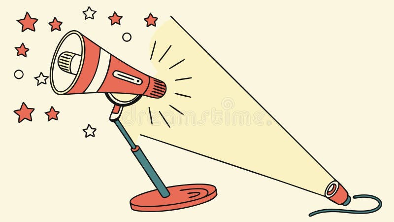 Vintage Spotlight on Microphone, Classic Stage Performance, Vector ...